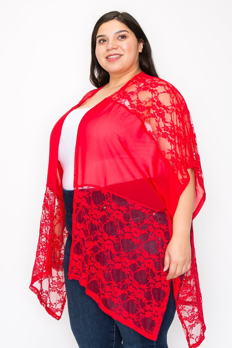 Nylon Rose Lace W/High Multi Chiffon Insert Kmono – Collabow Wear Inc.